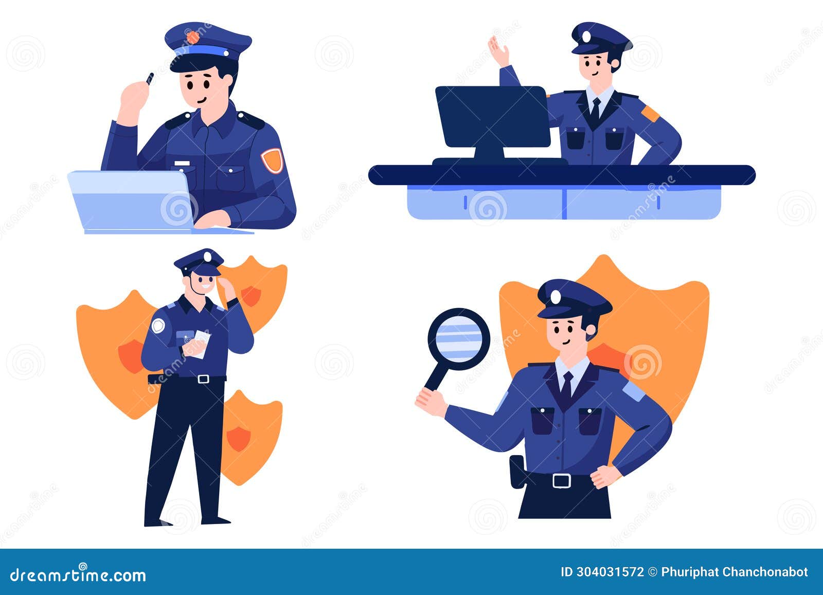 Police for Cyber Crime in Flat Style Stock Vector - Illustration of ...