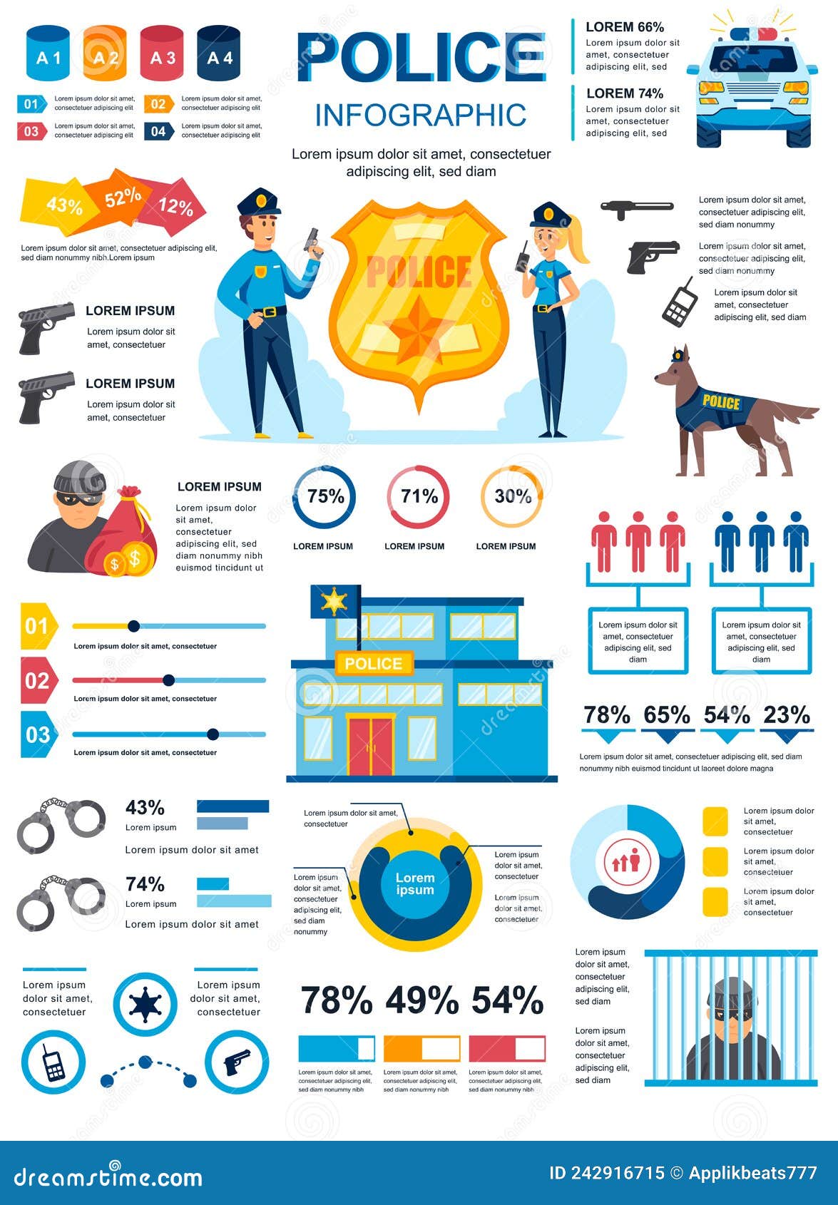 Police Department Banner with Infographic Elements. Poster Template ...