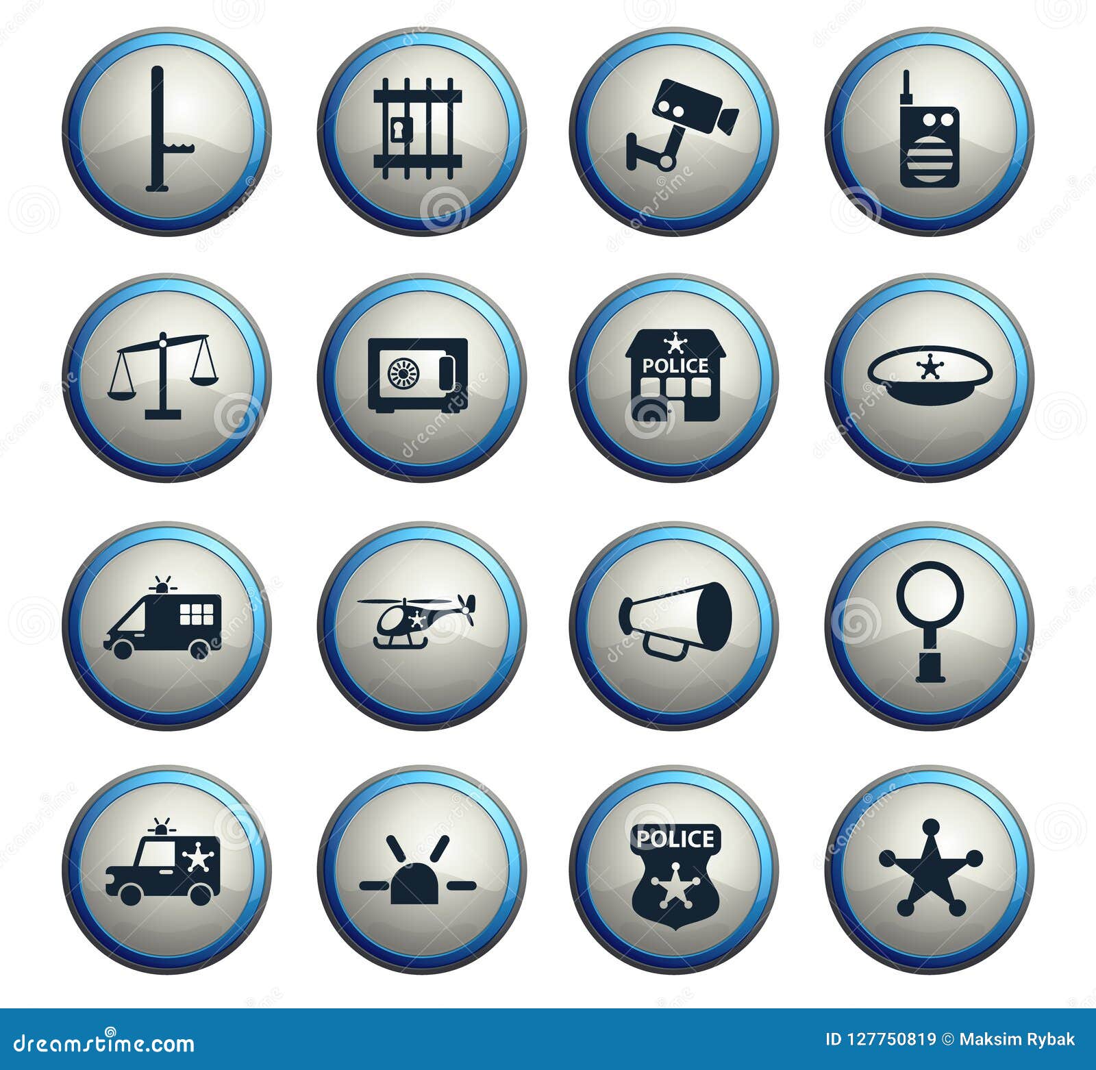 Police department icon set stock vector. Illustration of badge - 127750819