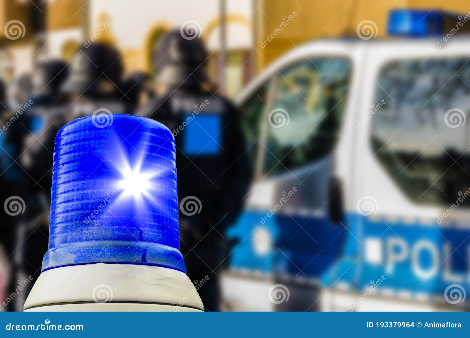 Police Deployment Blue Light Stock Photo - Image of fear, police: 193379964