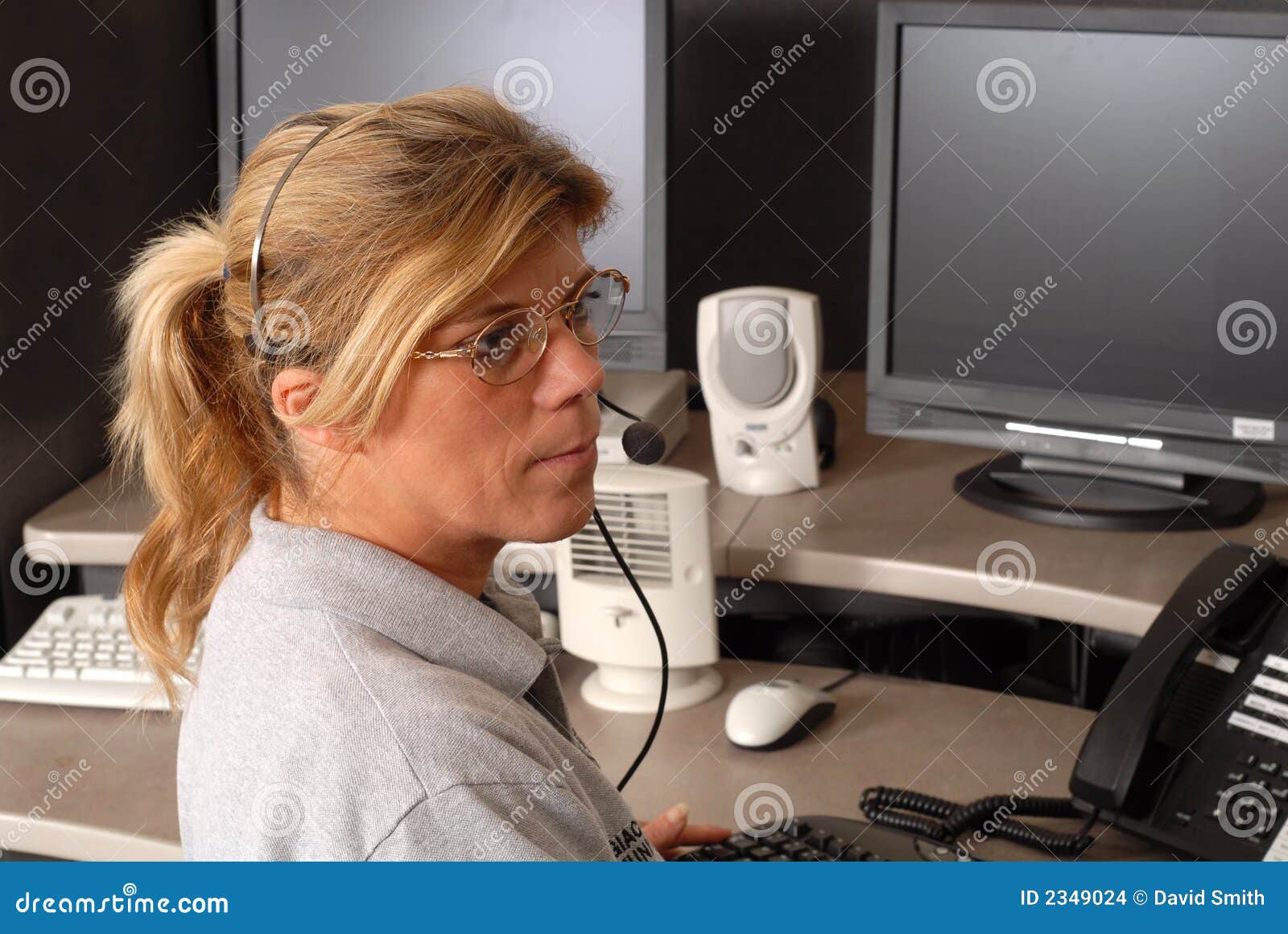 A Police dispatcher stock photo. Image of operator, audio - 2349024