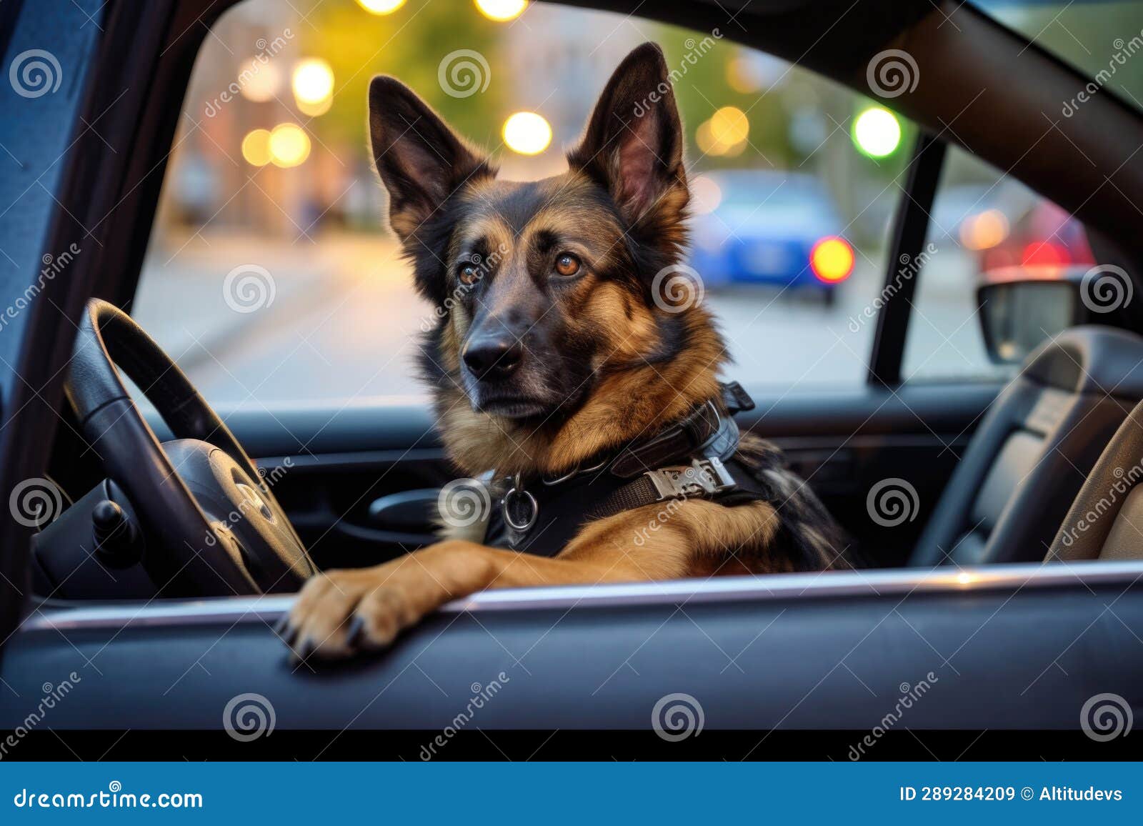 Police Dog Waiting in Car, Ready for Action Stock Image - Image of ...