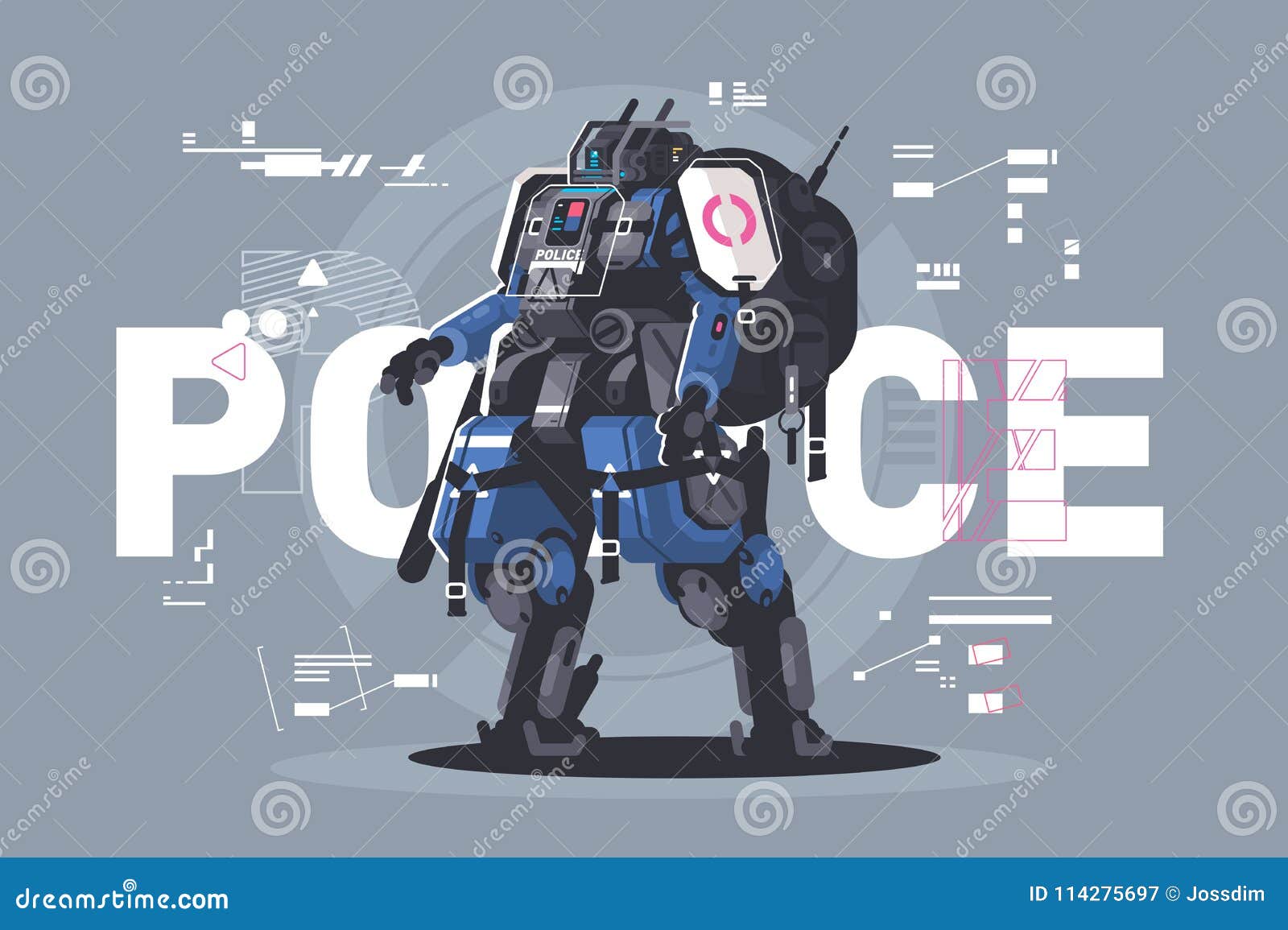 ROBOT Patrol And Keeper Illustration Cartoon Vector | CartoonDealer.com ...