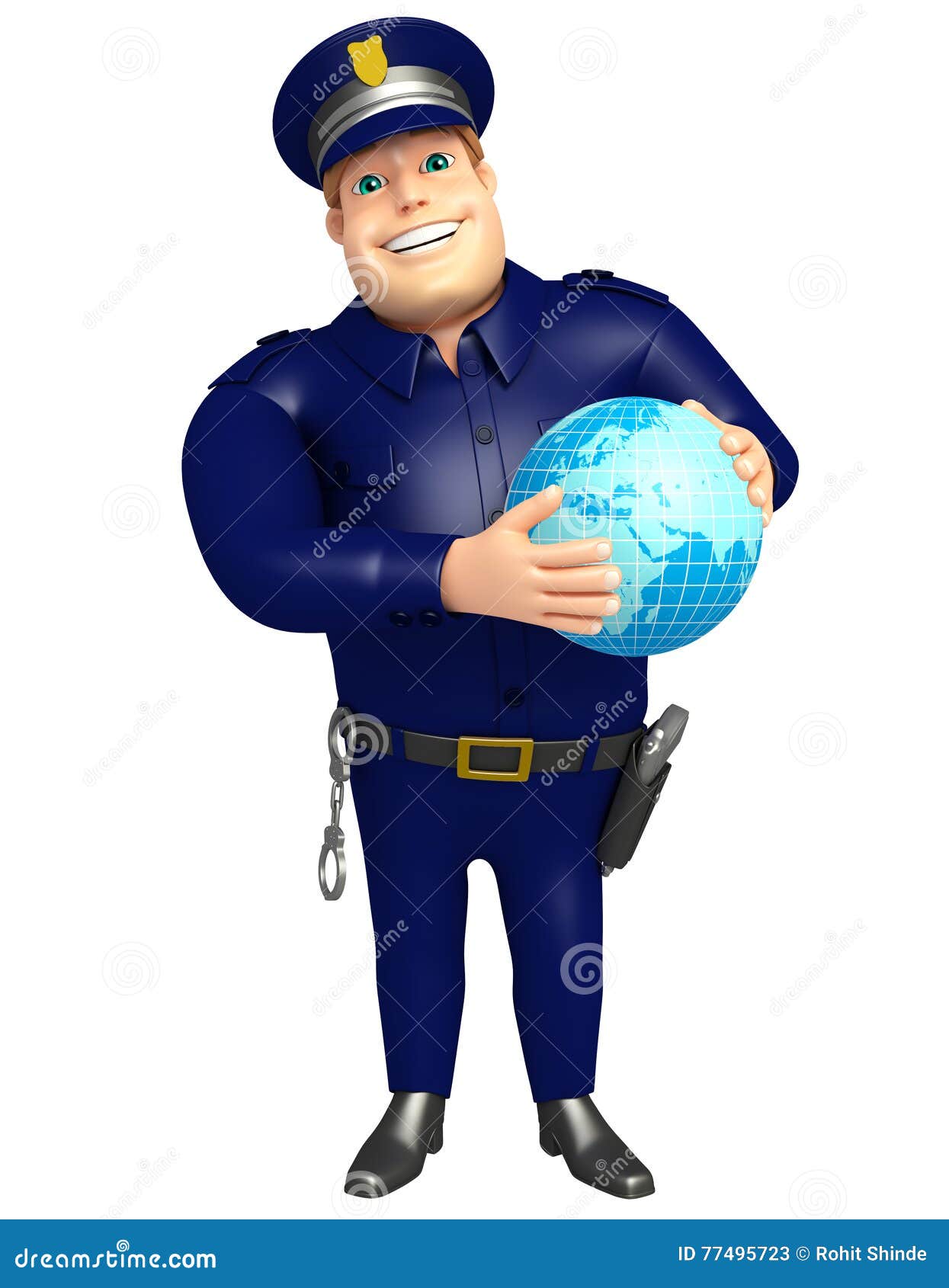 Police with Earth stock illustration. Illustration of looking - 77495723