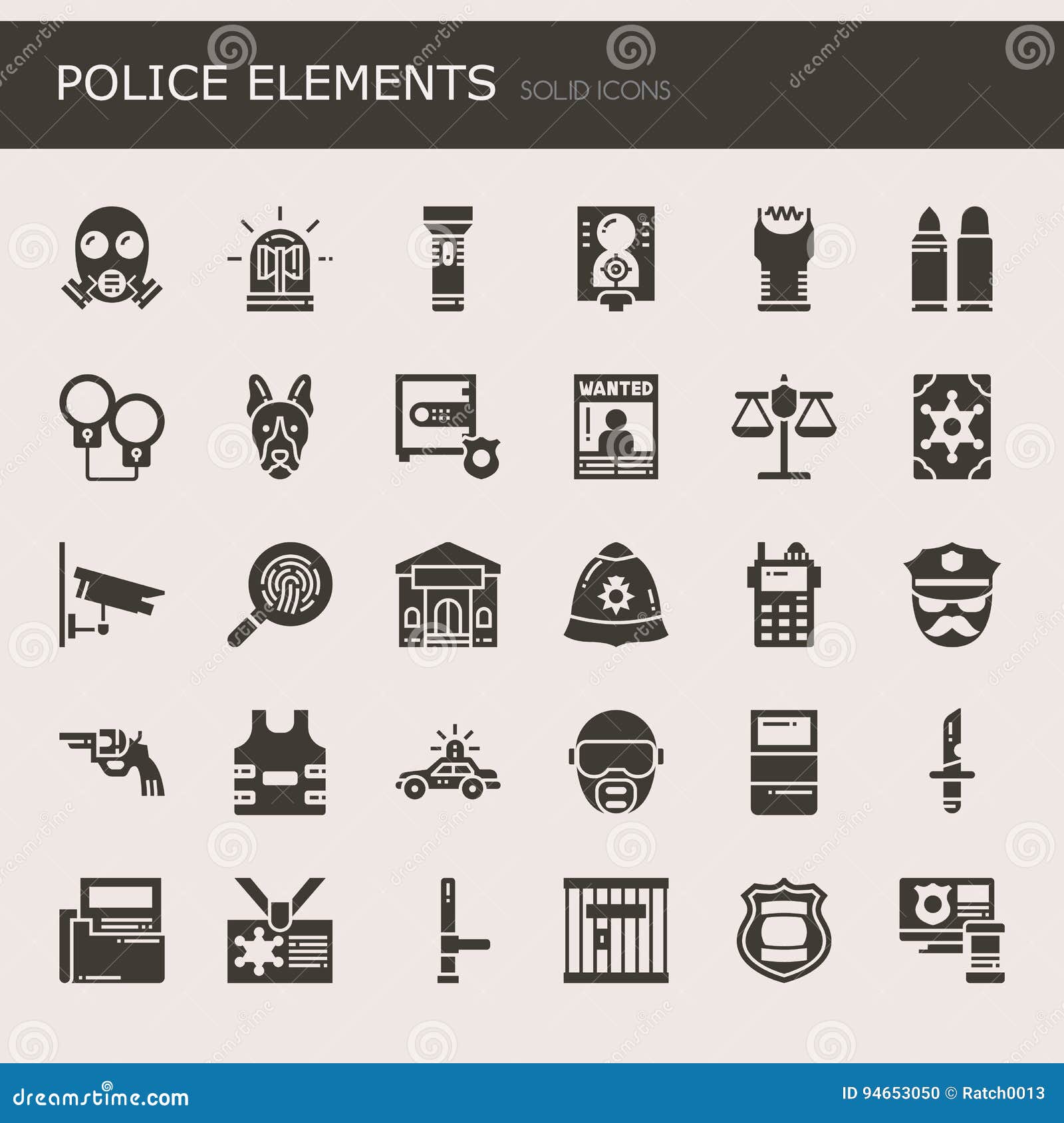 Police Elements stock vector. Illustration of badge, robber - 94653050