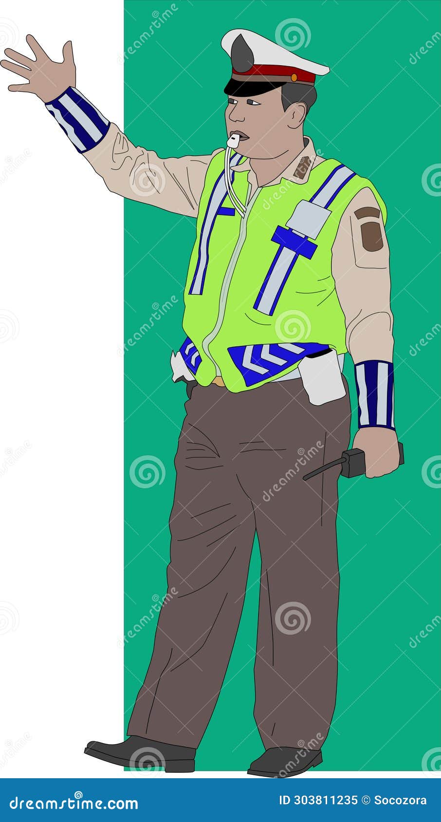 Policeman Managing Traffic Control Stock Illustration - Illustration of ...