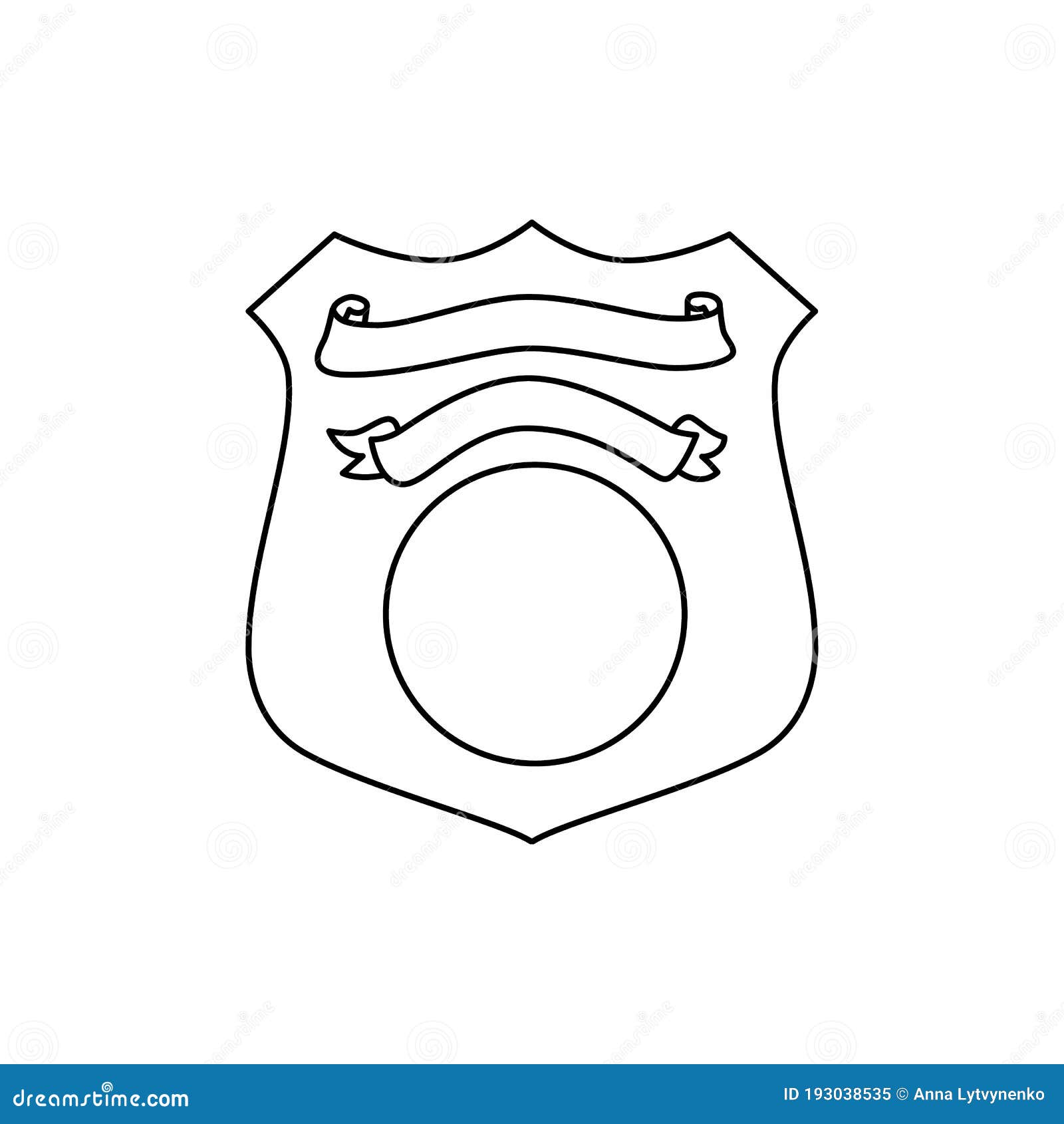 Police Emblem with Ribbon in Outline Style Stock Vector - Illustration ...