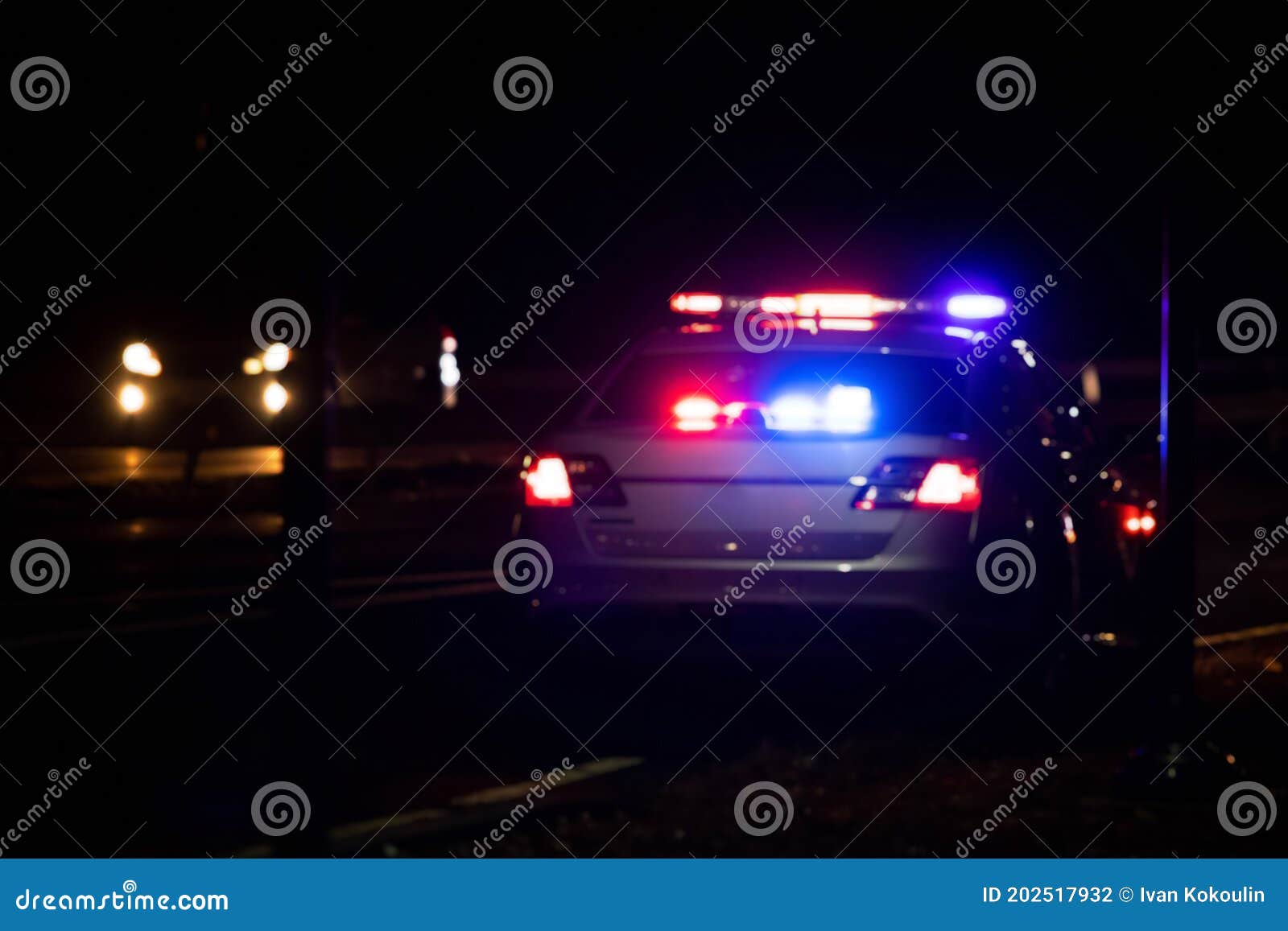 Blurred Police Car On The Street At Night Stock Image | CartoonDealer ...