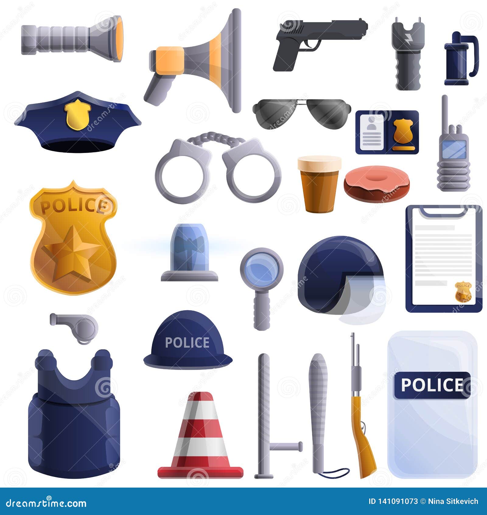 Police Equipment Icons Set, Cartoon Style Stock Vector - Illustration ... Police Equipment Icons Set, Cartoon Style Stock Vector - Illustration ...