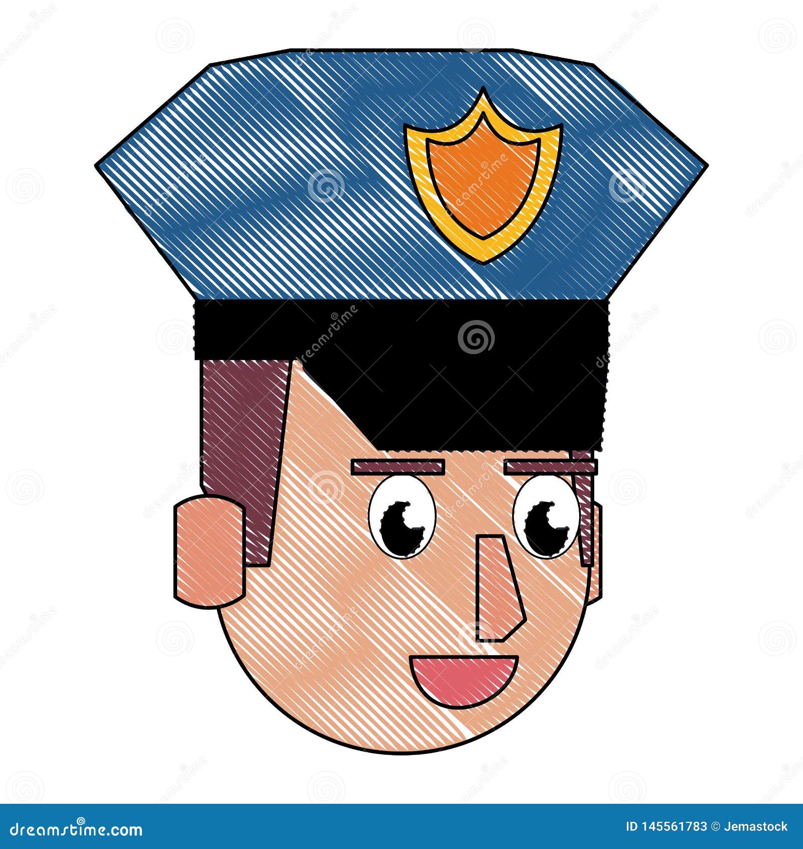 Police Face Cartoon Scribble Stock Vector - Illustration of protection ...
