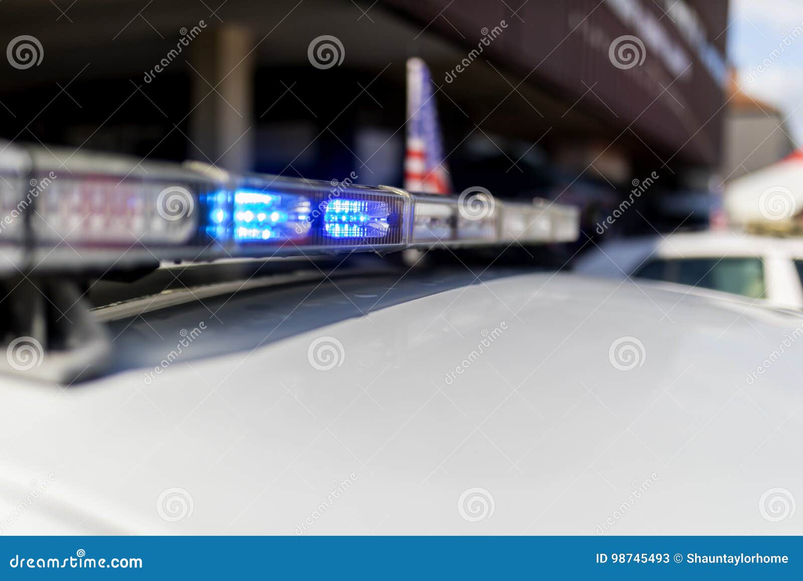 Police Flashing Light Bar on Top of the Cop Car Stock Image - Image of ...