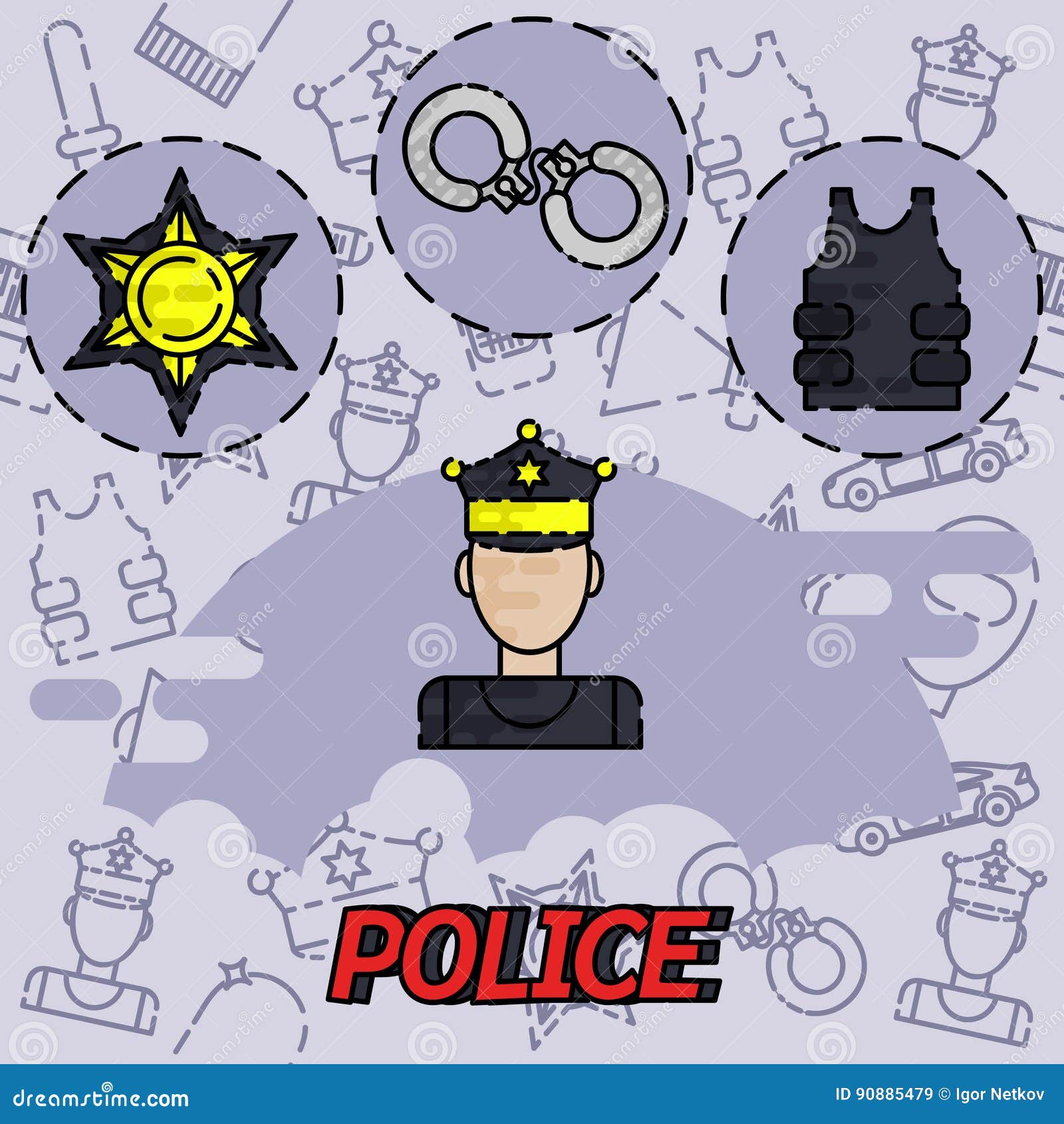Police flat concept icon stock vector. Illustration of flat - 90885479