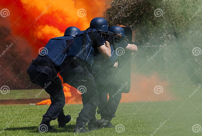 Police force in action stock image. Image of risk, protection - 25108261