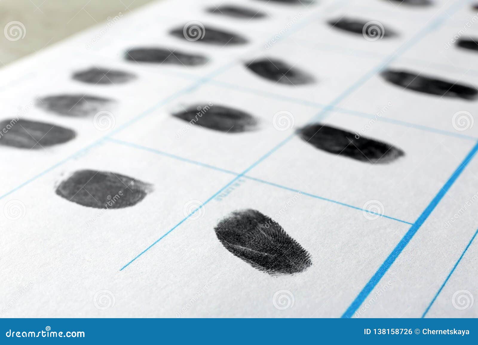 Police Form with Fingerprints. Forensic Examination Stock Photo - Image ...