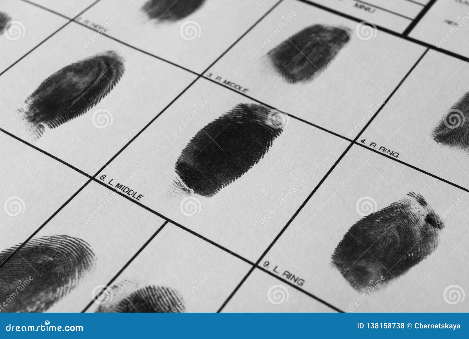 Police Form with Fingerprints. Forensic Examination Stock Photo - Image ...