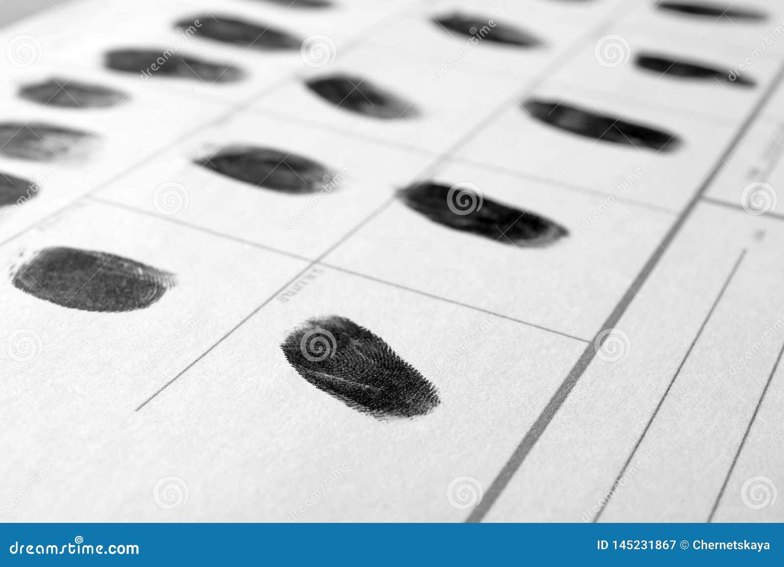 Police Form with Fingerprints. Forensic Examination Stock Image - Image ...