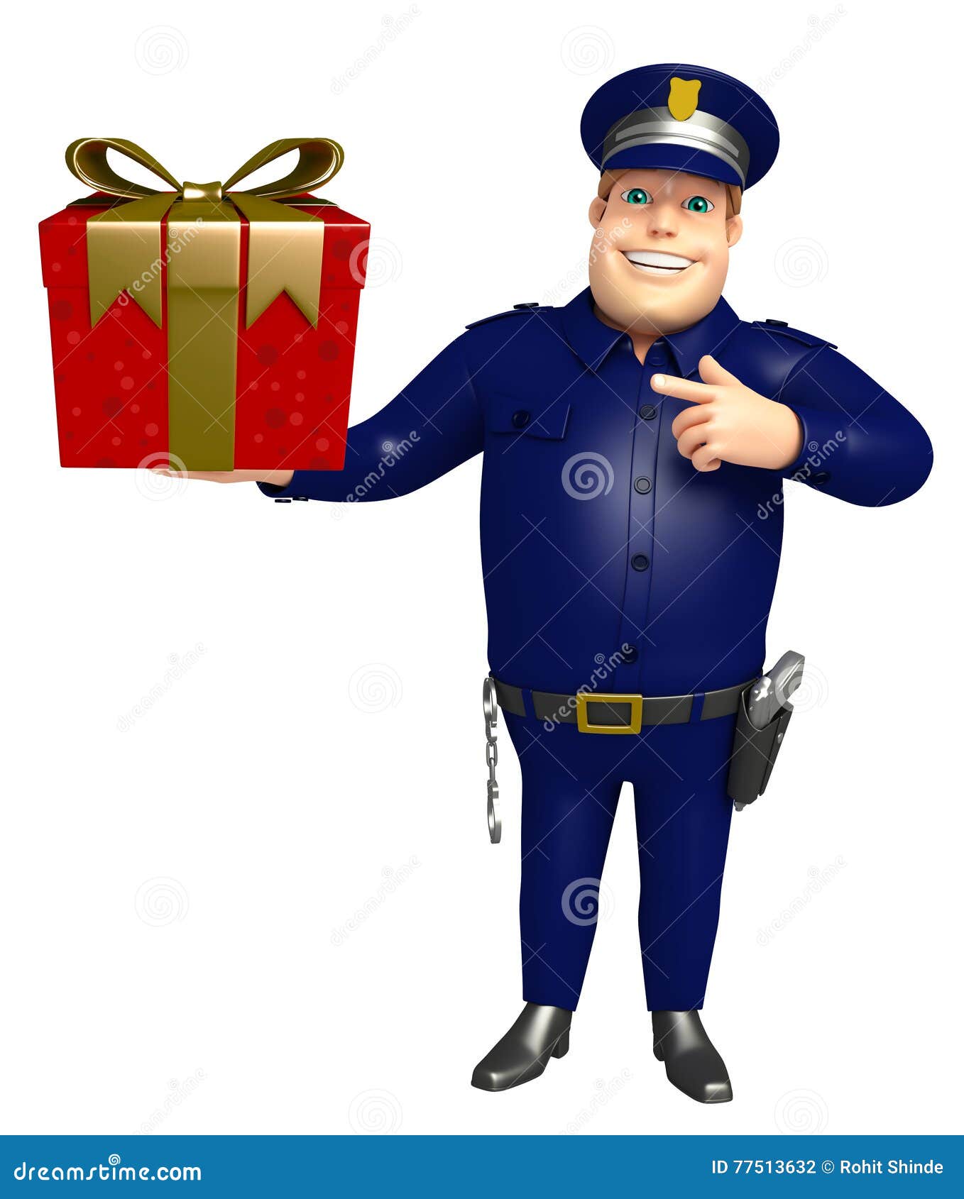 Police with Gift box stock illustration. Illustration of policeman ...