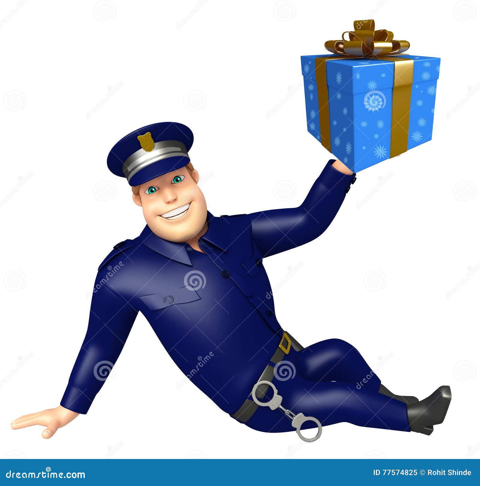 Police with Gift box stock illustration. Illustration of safety - 77574825