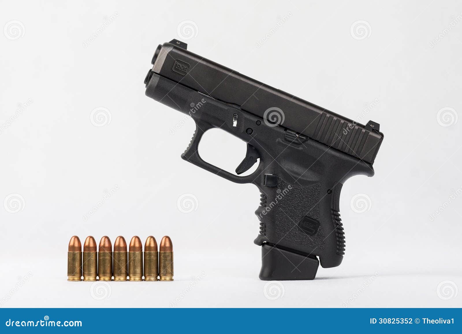 Police gun with ammunition stock photo. Image of hand - 30825352