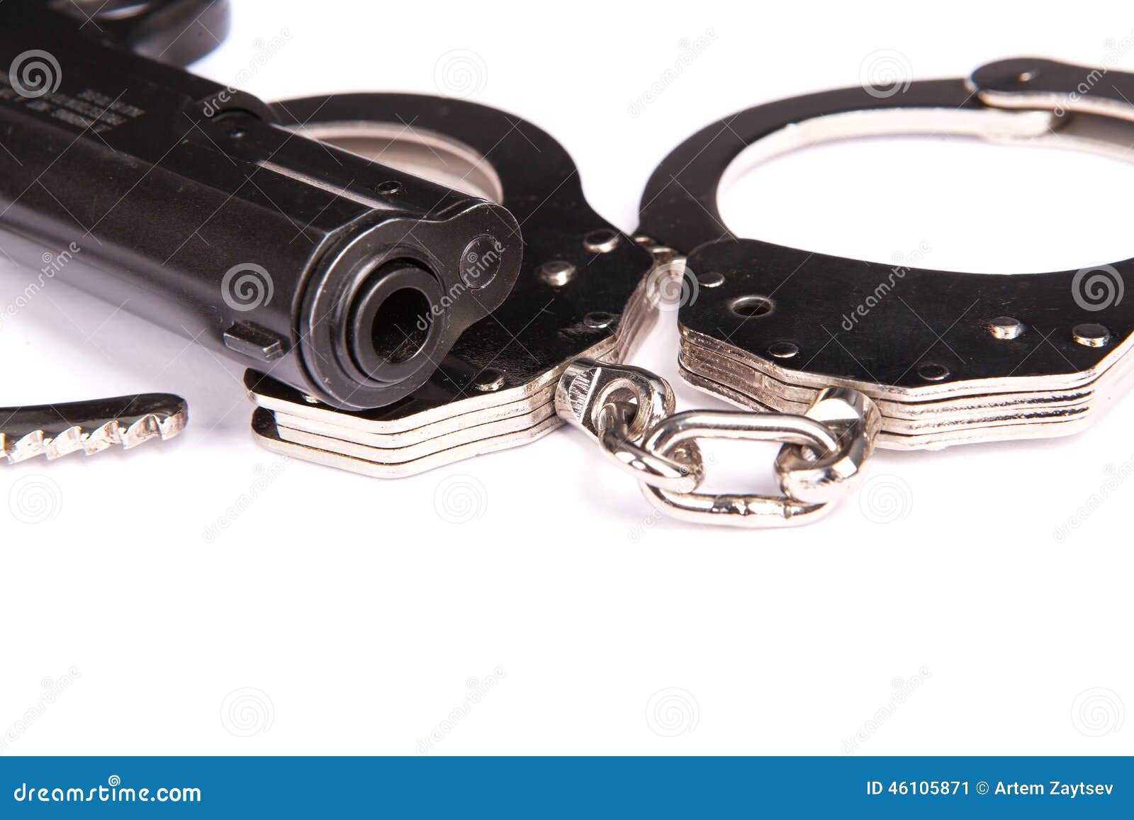 Police Handcuffs On Investigator Detective's Work Desk Stock Image ...