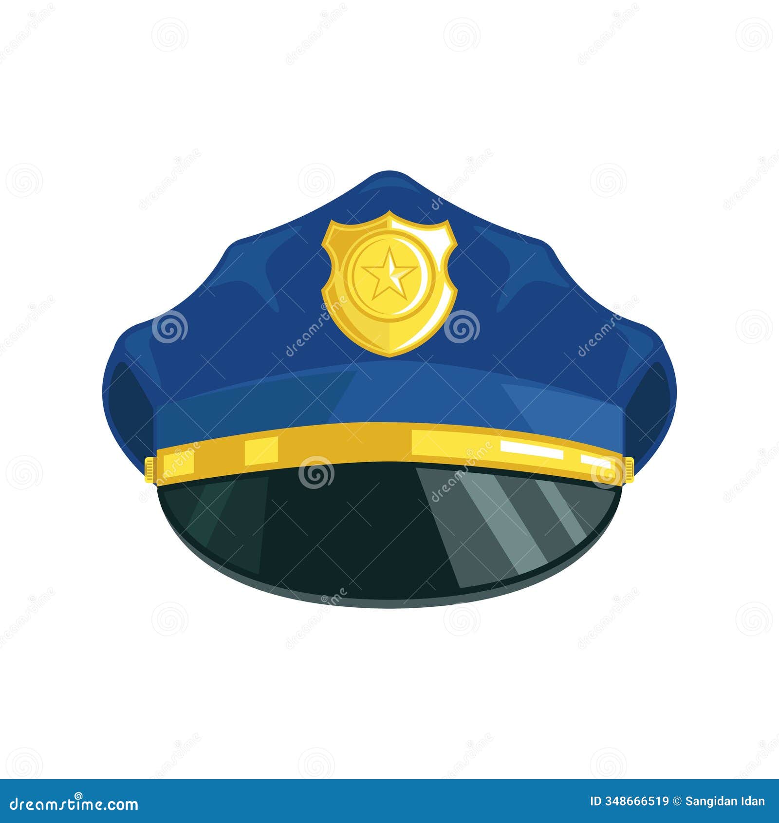 Police Hat Cartoon Vector Element with Shiny Badge Stock Vector ...