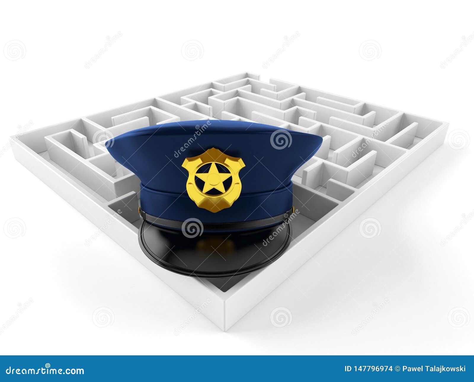 Police hat inside maze stock illustration. Illustration of badge ...