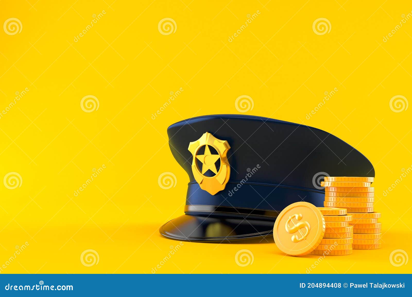 Police Stack Money Shape Cartoon On Table Vector Illustration ...