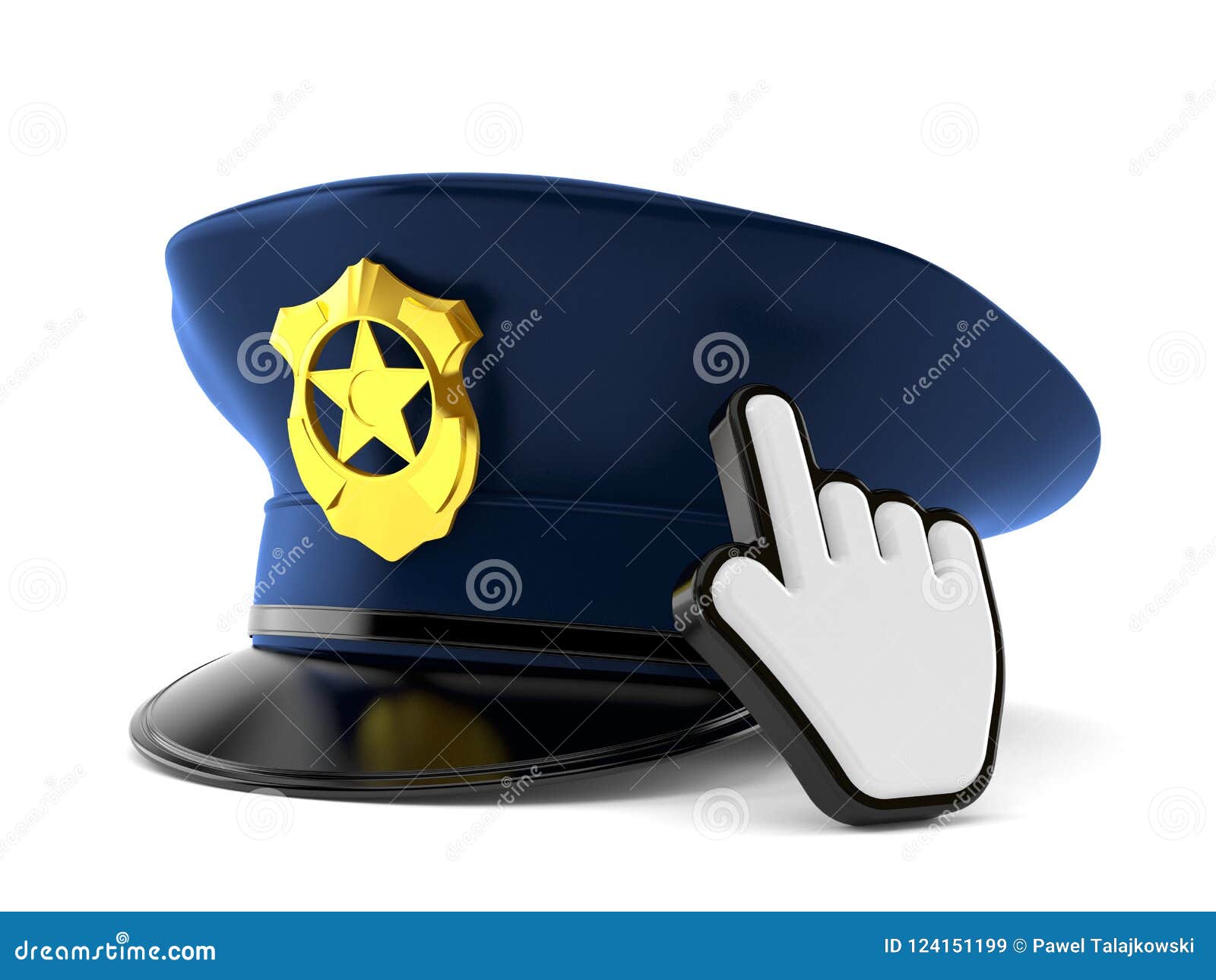 Police hat with web cursor stock illustration. Illustration of isolated ...