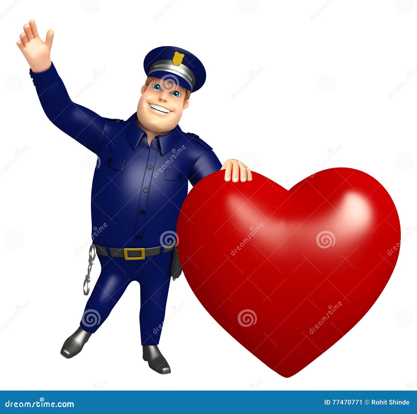 Police with Heart stock illustration. Illustration of cheerful - 77470771