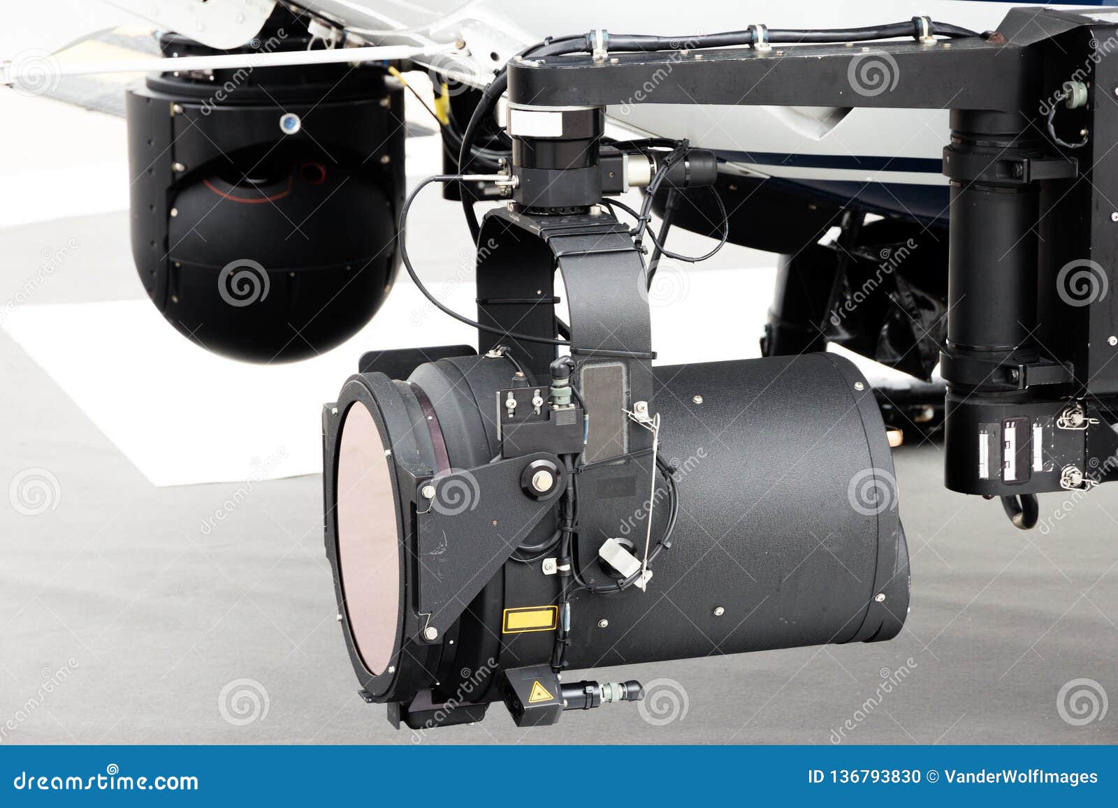 Police Helicopter Search Light Camera Pod Stock Photo - Image of serve ...