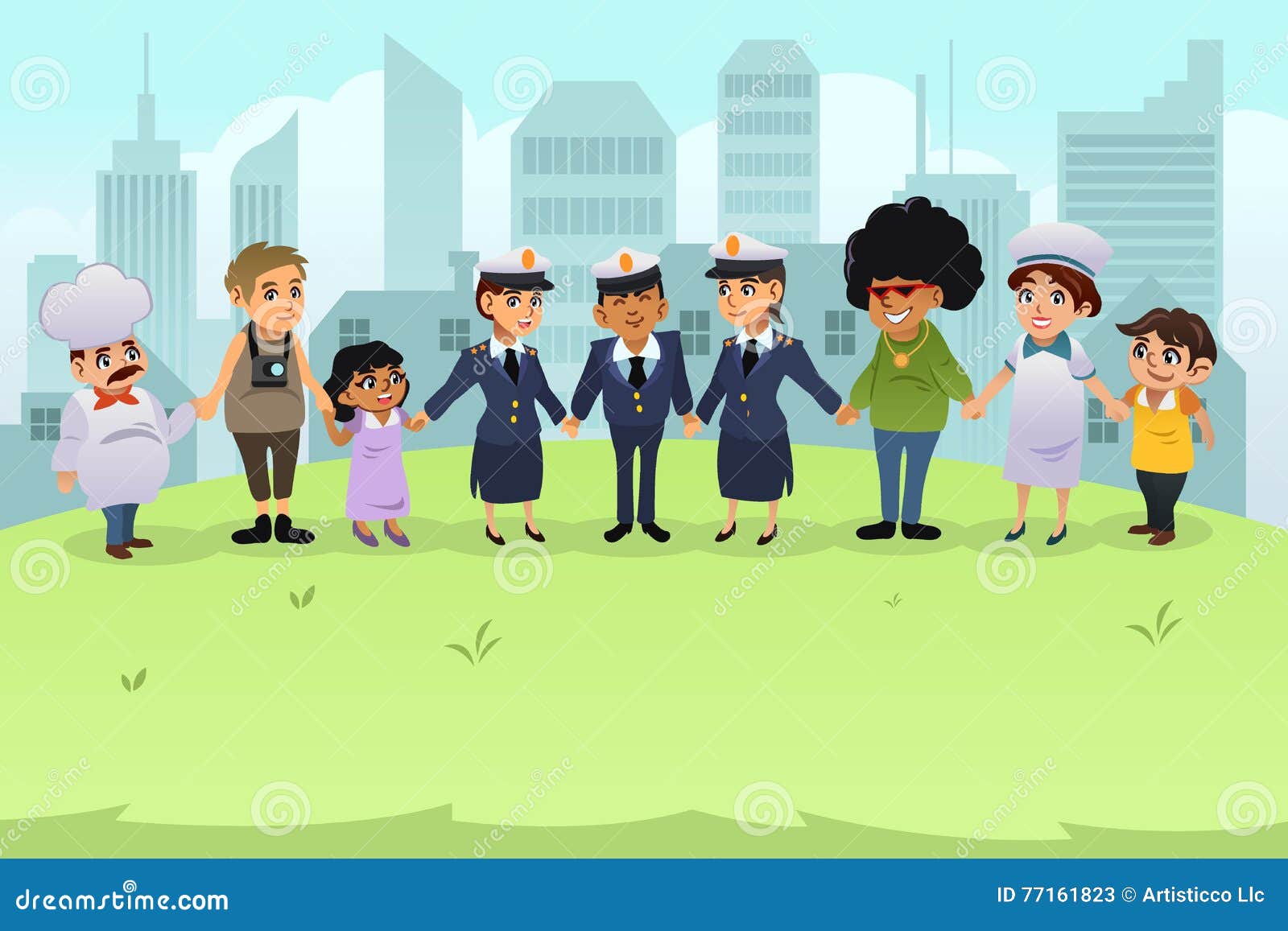 Police Holding Hands with Citizens Stock Vector - Illustration of ...
