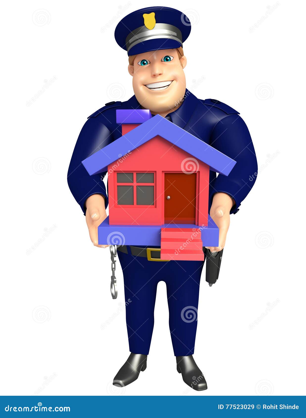 Police with Home stock illustration. Illustration of male - 77523029