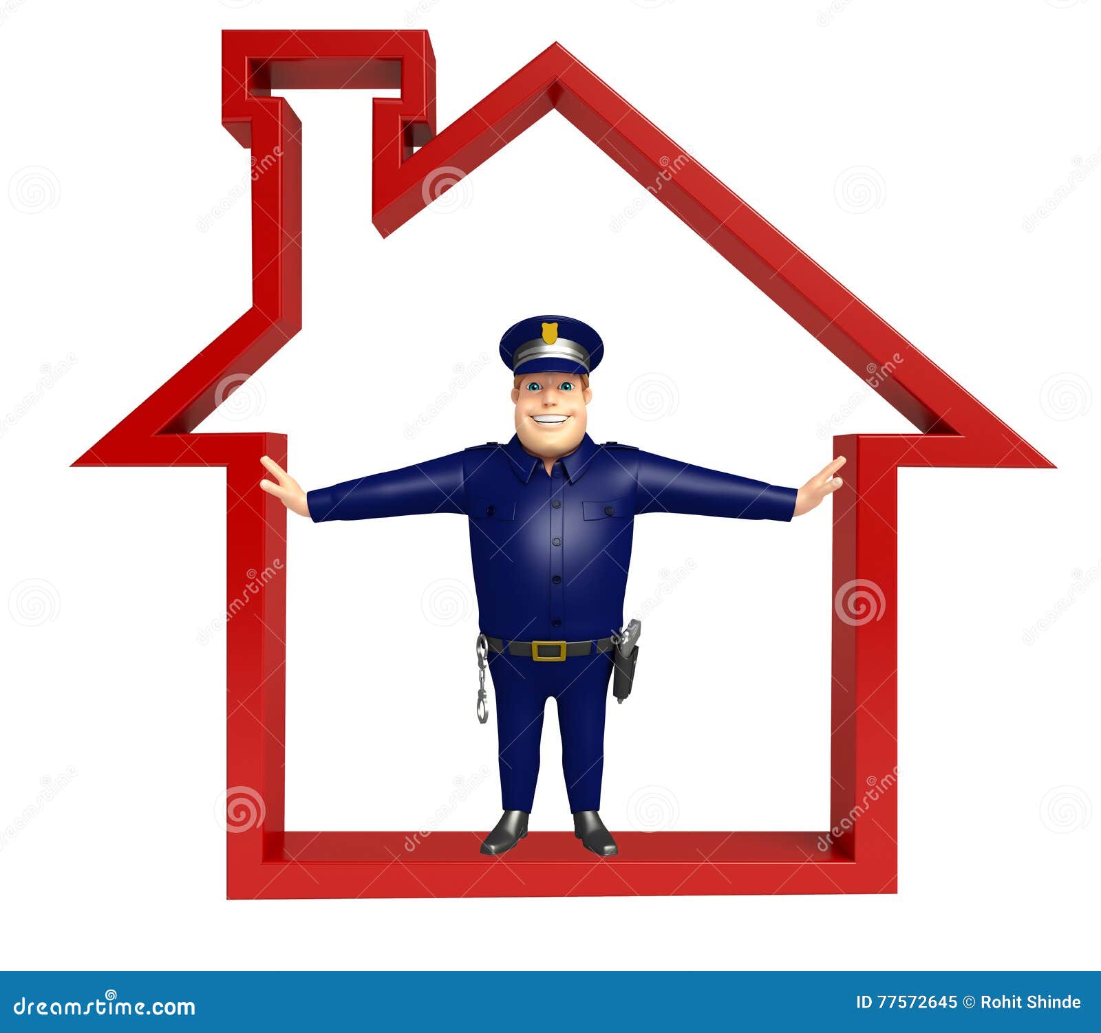 Police with Home sign stock illustration. Illustration of officer ...