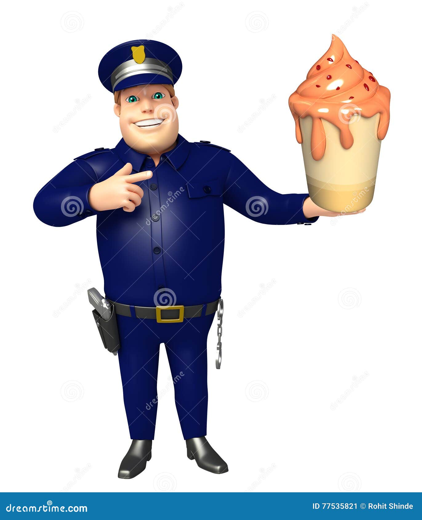 Police with Icecream stock illustration. Illustration of person - 77535821