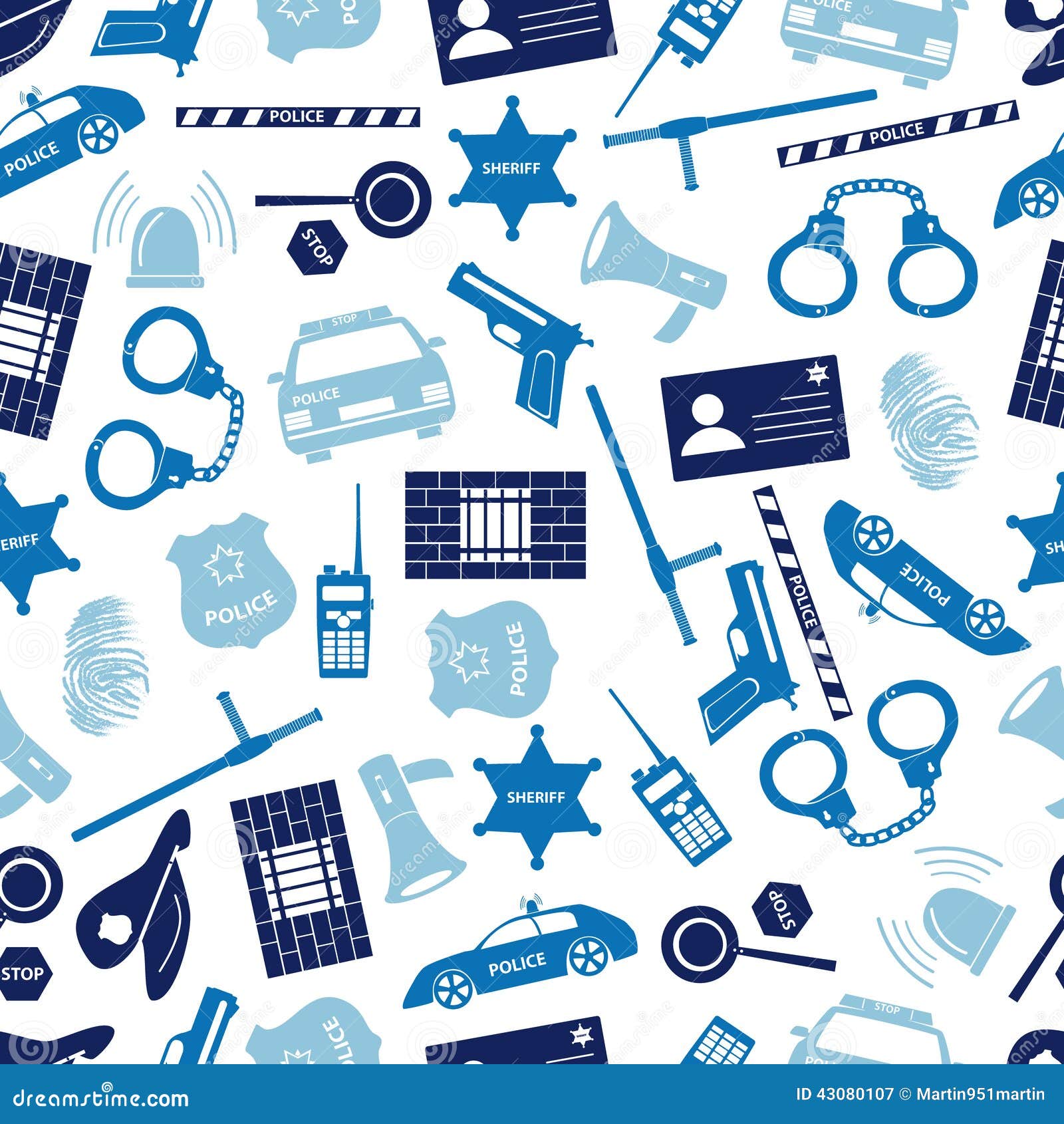 Police Icons Blue Color Seamless Pattern Stock Vector - Illustration of ...