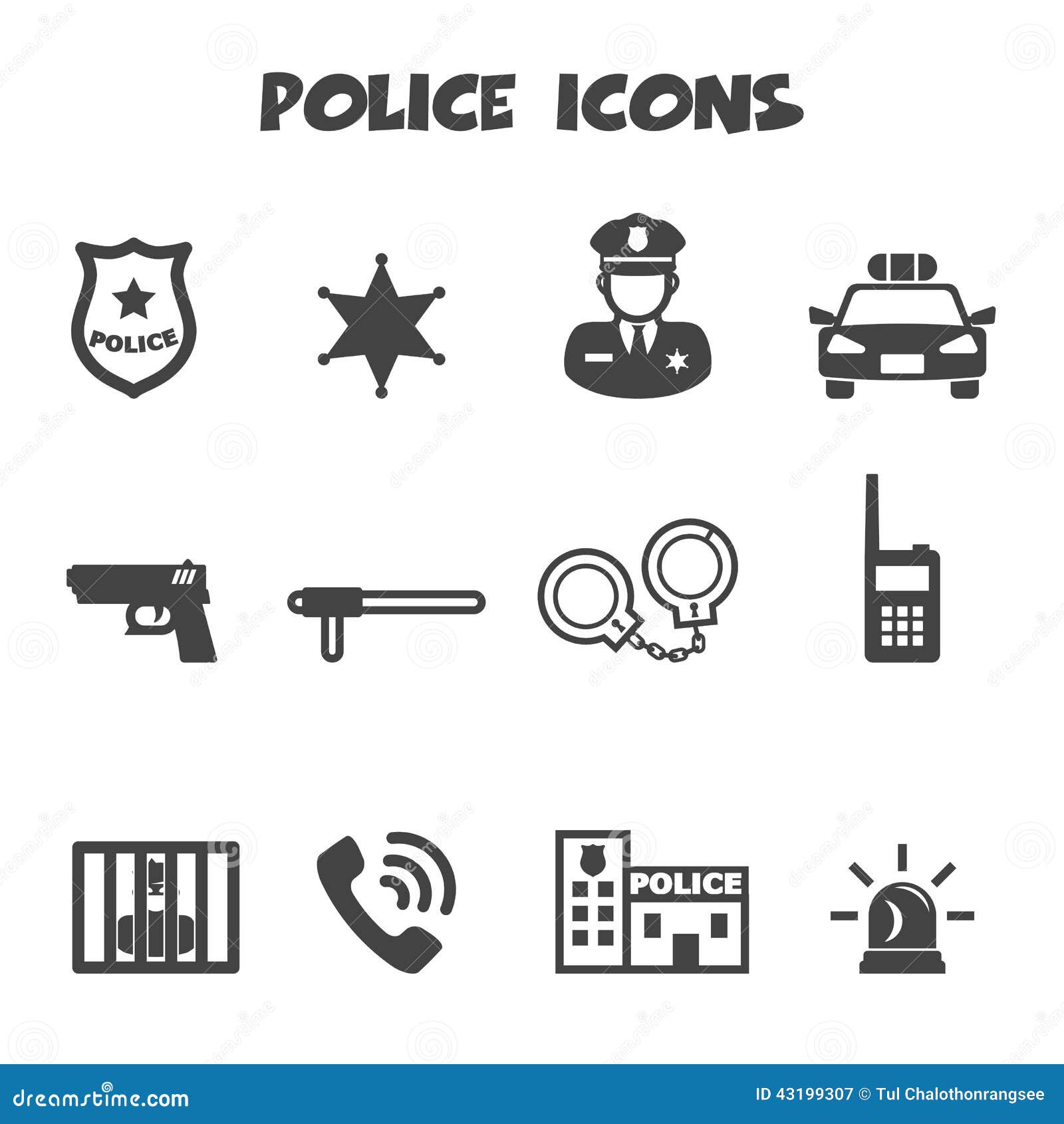 Police icons stock vector. Illustration of inspector - 43199307