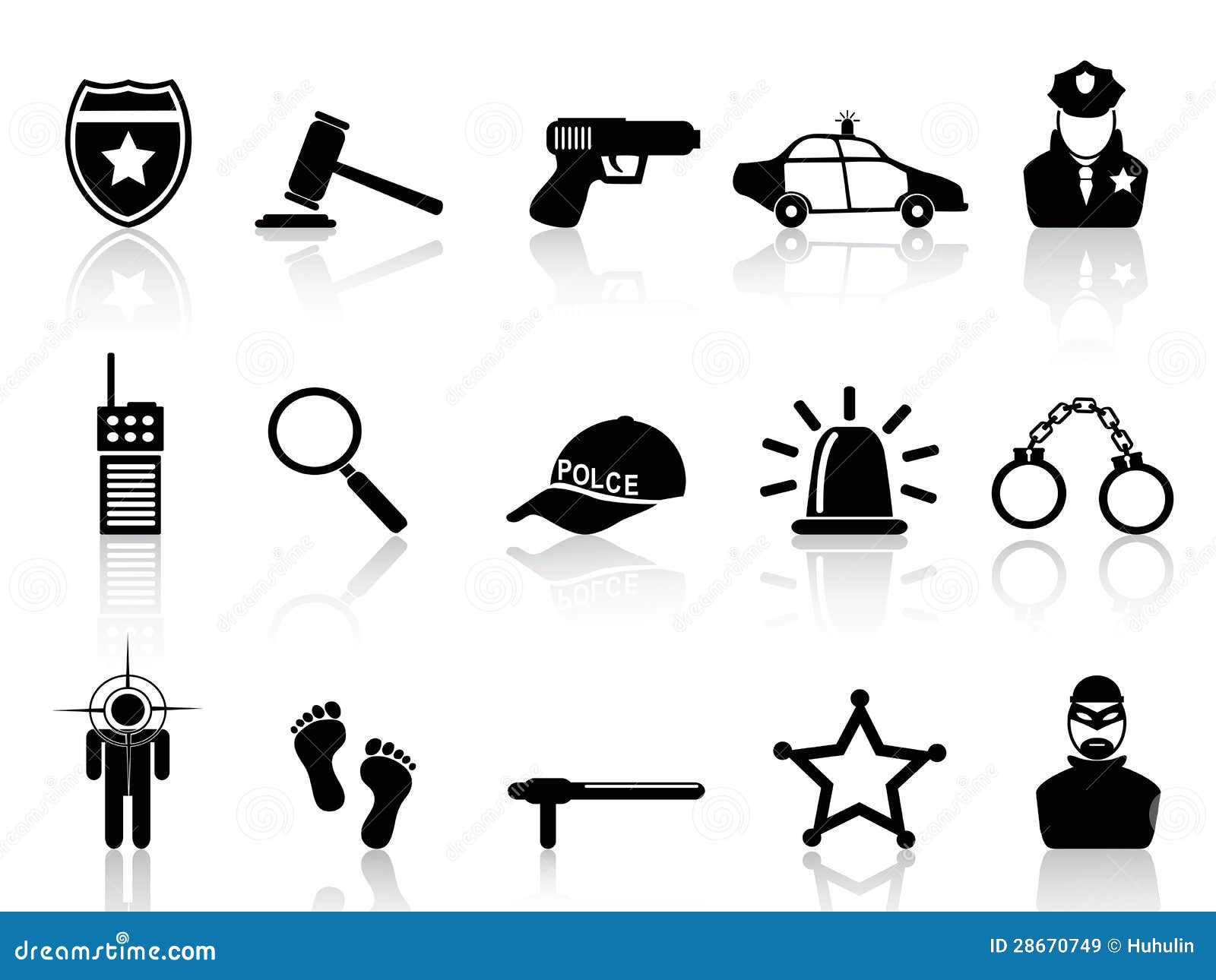 Police Icons Set Royalty Free Stock Images - Image: 28670749
