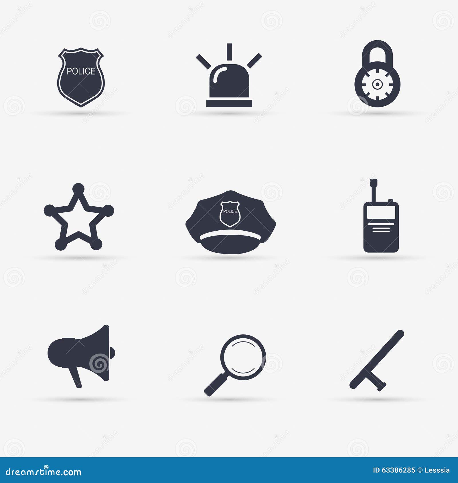 Police Icons Set. Illustration. Stock Vector - Illustration of ...