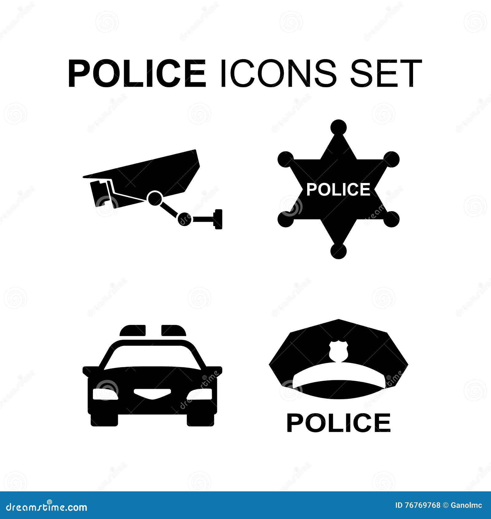Police Icons, Terrorist Attack. Bomb Timer, Police Badge, Pistol, Radar ...