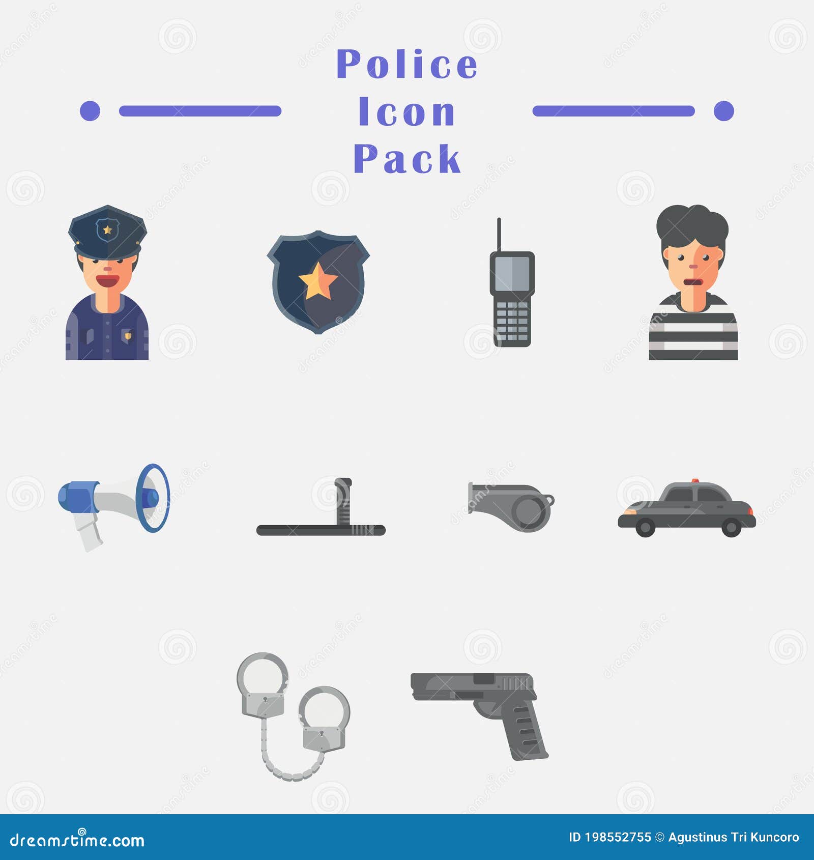 Police Illustration Art Icon Pack Stock Vector - Illustration of police ...