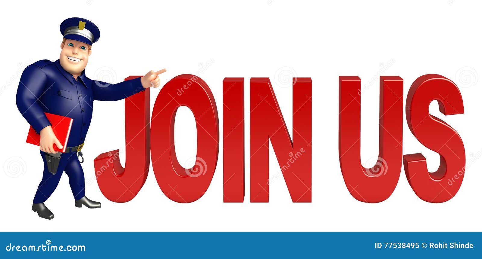 Police with Join us sign stock illustration. Illustration of person ...