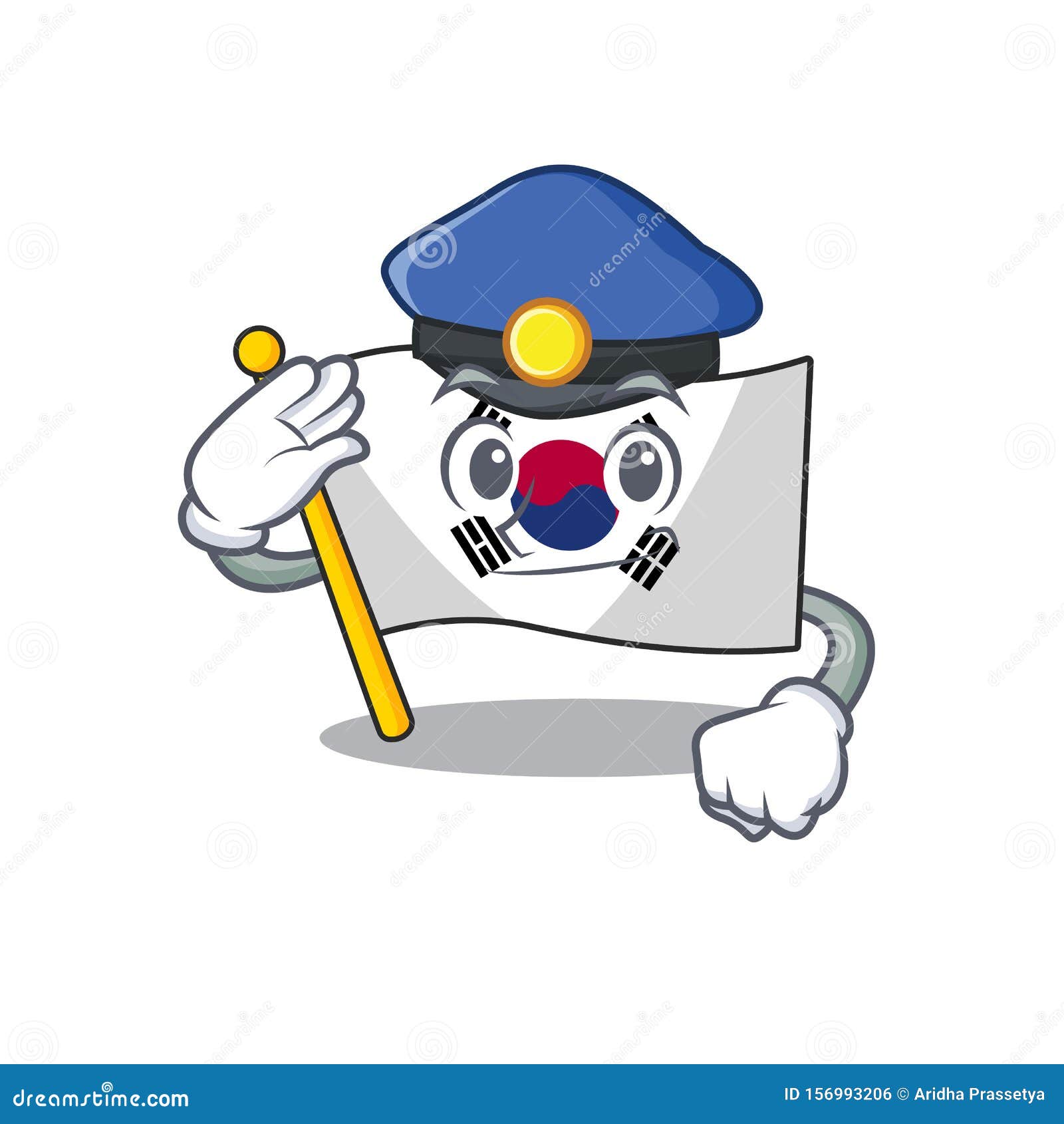 Police Korean Flag Cartoon Fluttering on Pole Stock Vector ...