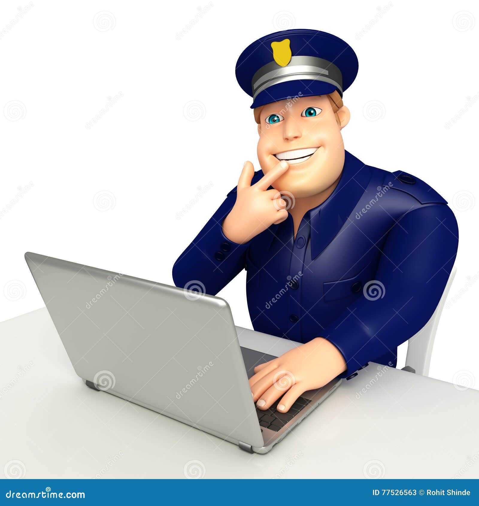 Police with Laptop stock illustration. Illustration of male - 77526563