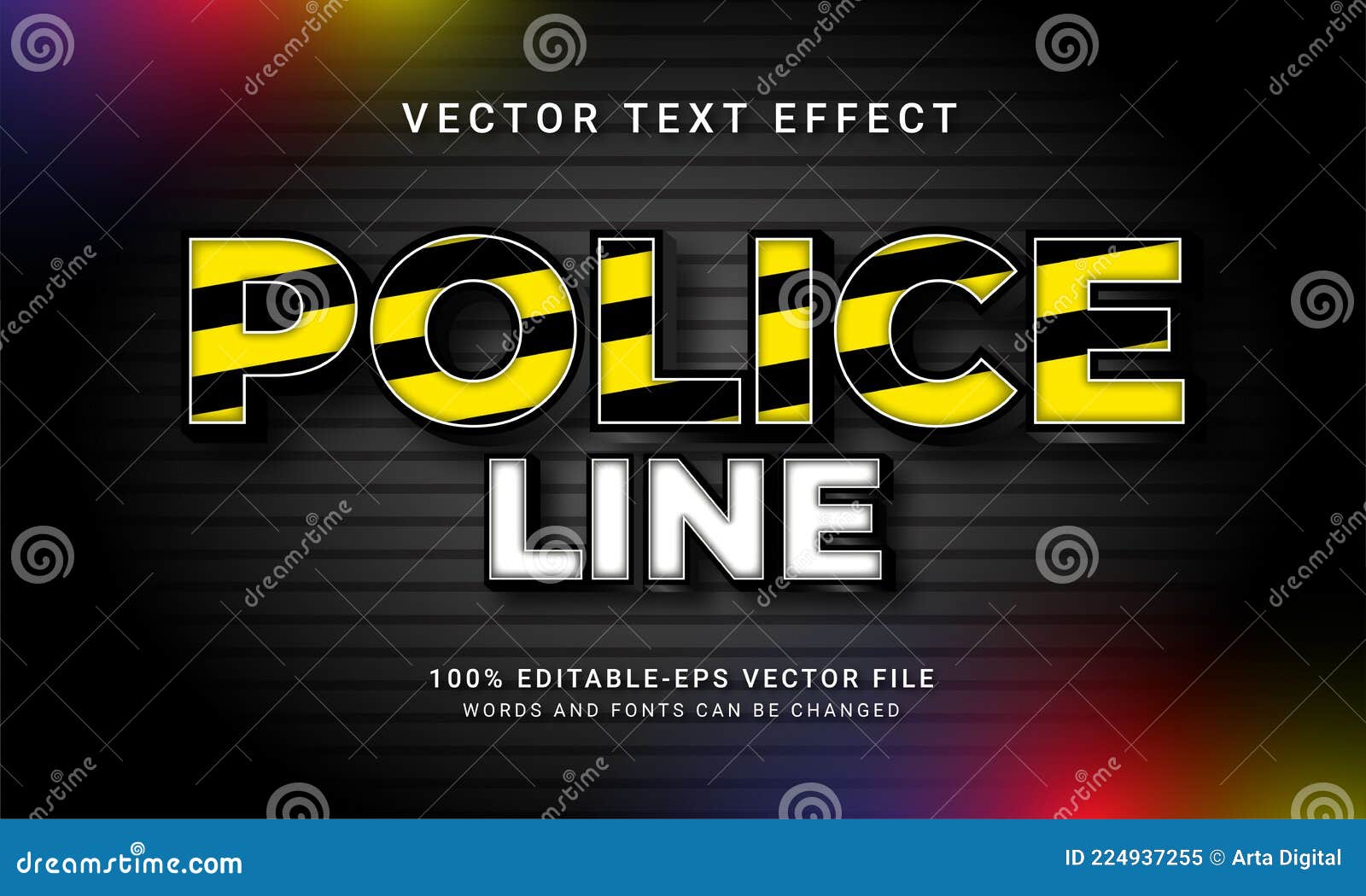 Police Line 3d Text Style Effect Themed Police Officer Stock Vector ...
