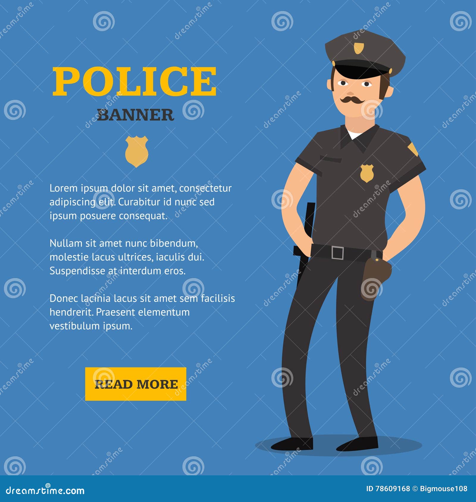 Police Man Banner. Vector stock vector. Illustration of icon - 78609168