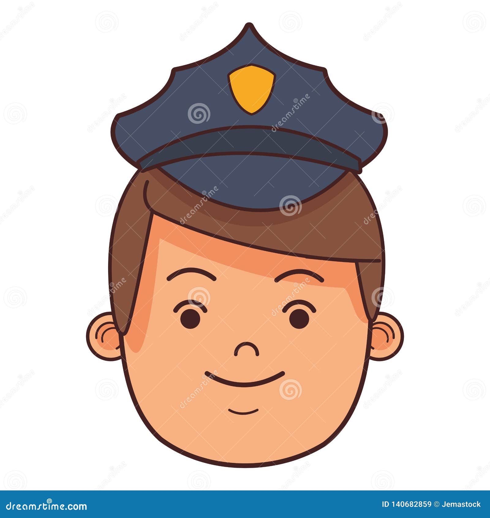 Police man face cartoon stock vector. Illustration of order - 140682859