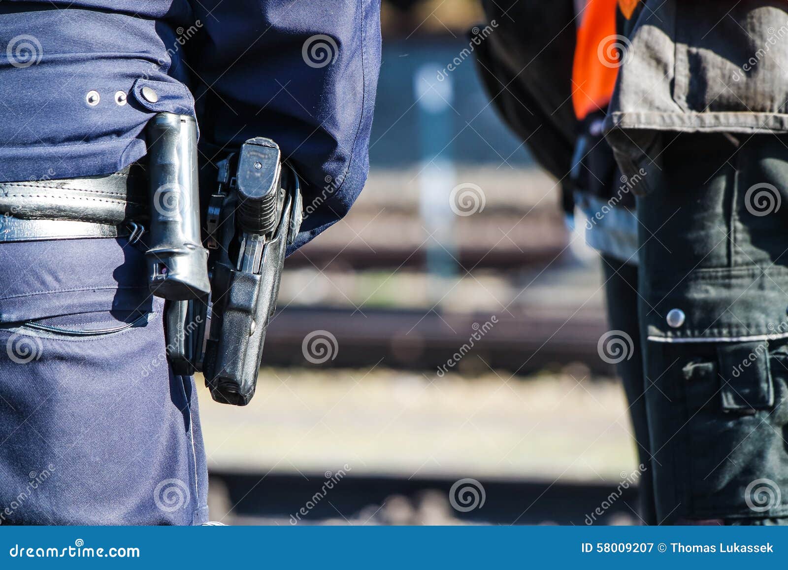 Police Man with Gun at the Border Stock Image - Image of illegal ...