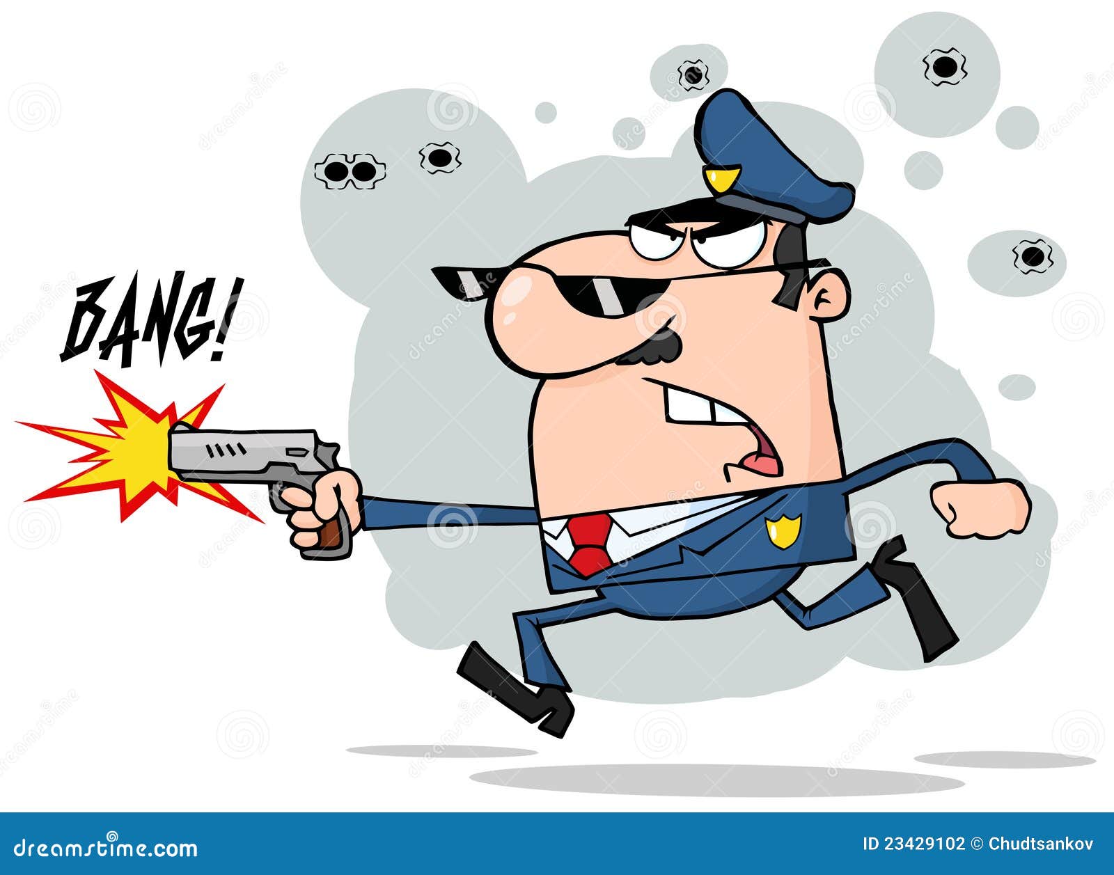 Police Man Running with a Gun Stock Vector - Illustration of guns ...