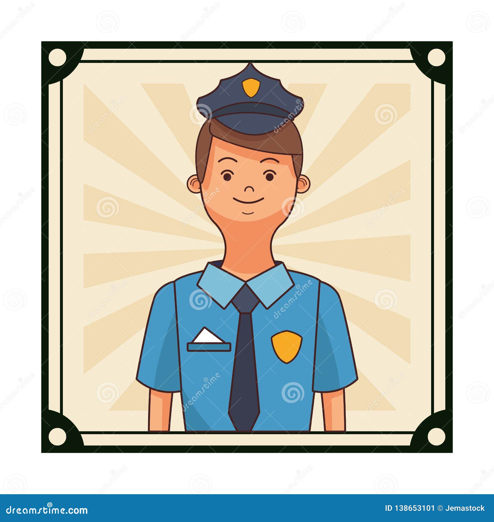 Police man square cartoon stock vector. Illustration of security ...