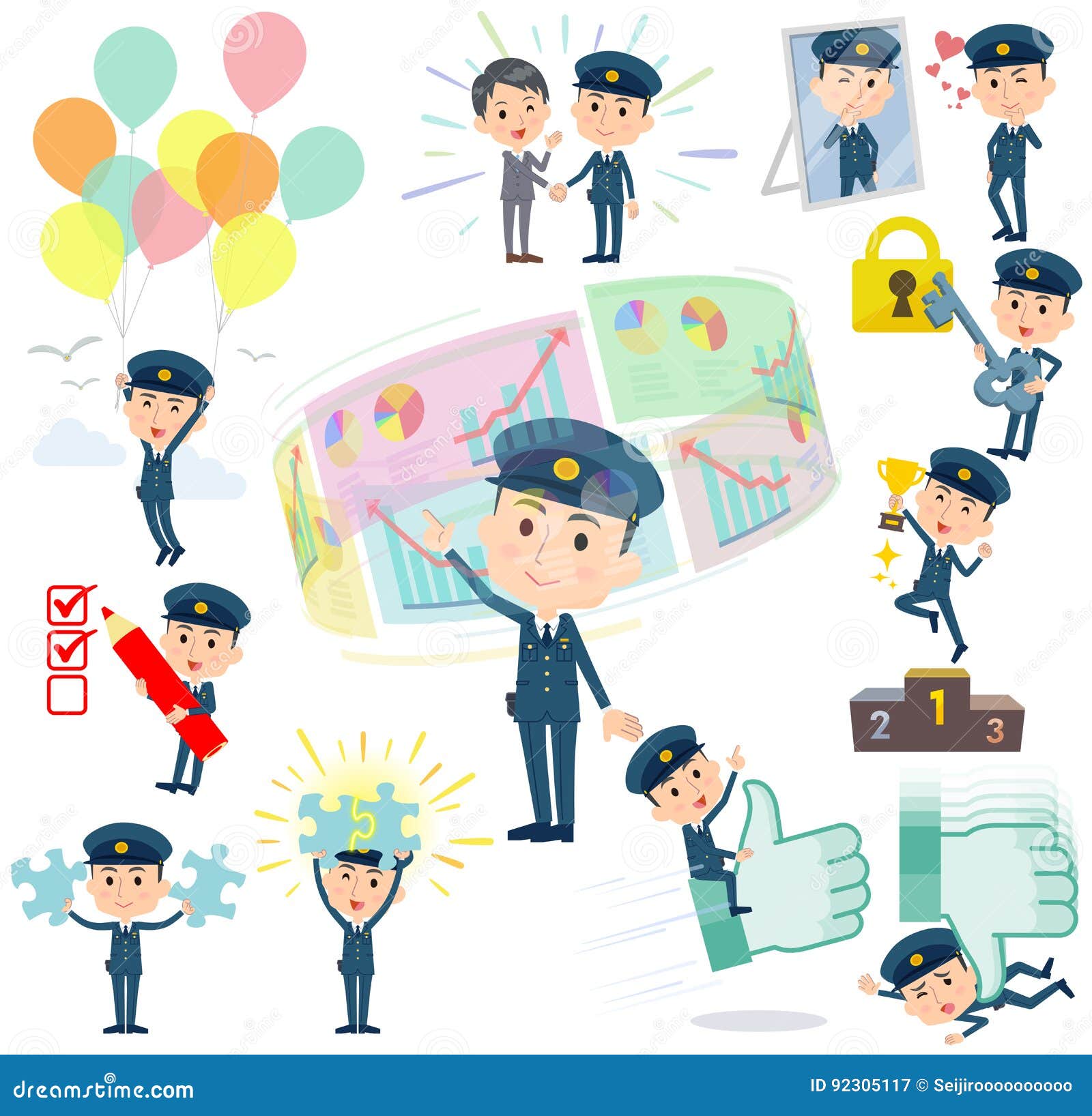 Police Man Success & Positive Stock Vector - Illustration of confidence ...